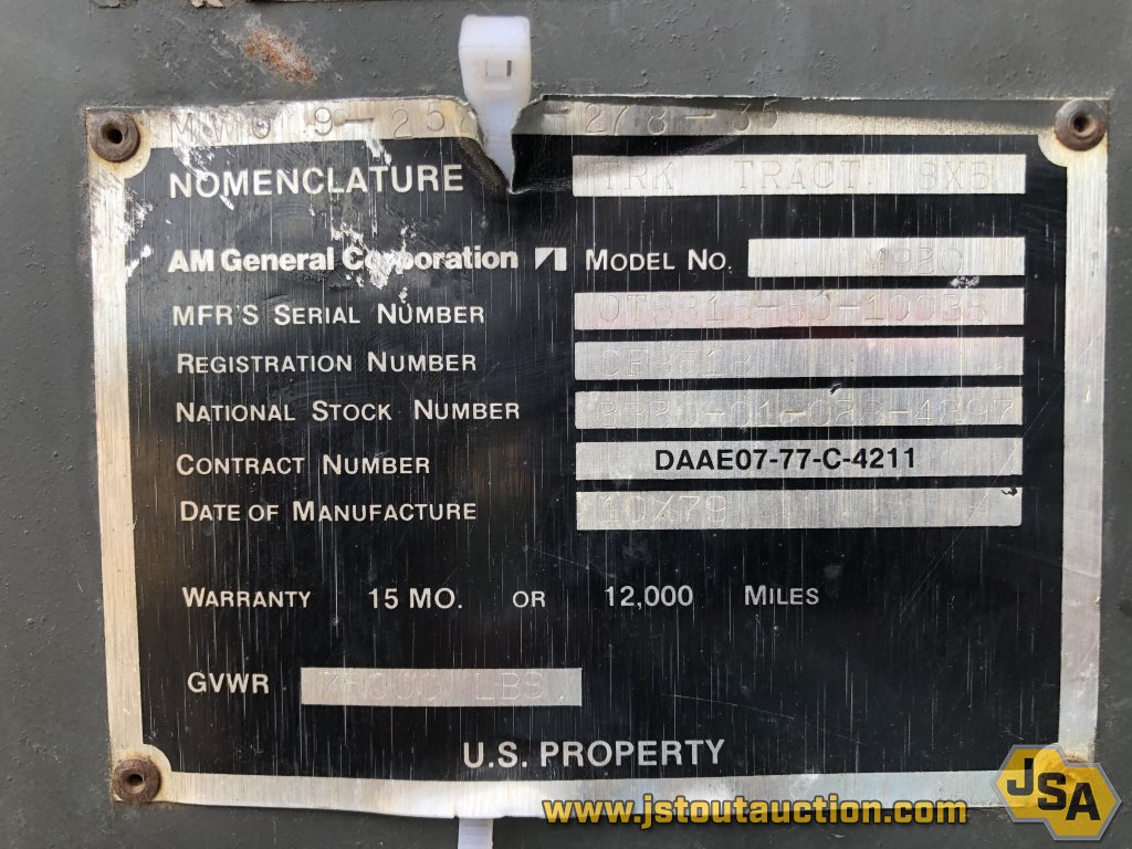 For Sale: 1980 AM General M920 Tandem Axle